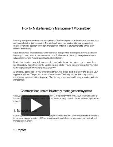 PPT – How to Make Inventory Management Process Easy PowerPoint ...