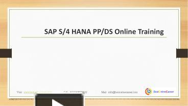 SAP S4 HANA Online Training Hyderabad | SAP APO PPDS Training videos ...