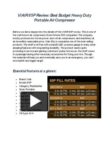 PPT – VIAIR 85P Review PowerPoint presentation | free to download - id ...