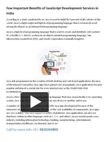 Few Important Benefits of JavaScript Development Services in India ...