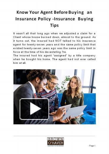 Know Your Agent Before Buying an Insurance Policy - Insurance Buying ...