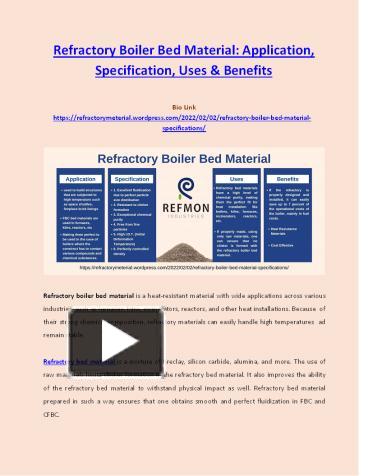 PPT – Refractory Boiler Bed Material: Application, Specification, Uses ...