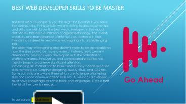 PPT – Top 10 skills you need to become the best web developer ...