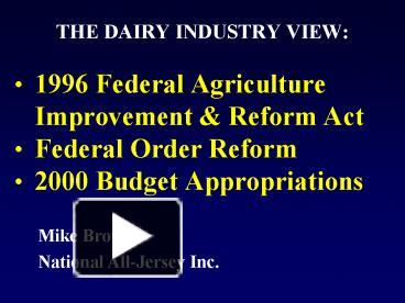 PPT – 1996 Federal Agriculture Improvement PowerPoint presentation ...
