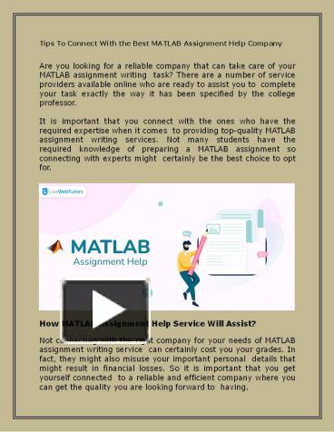 PPT – Tips To Connect With the Best MATLAB Assignment Help Company ...