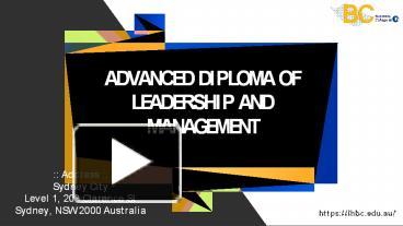 PPT – Advanced Diploma of Leadership and Management PowerPoint ...