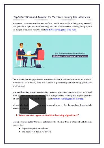 PPT – Top 5 Machine Learning Interview Questions and Answers PowerPoint ...