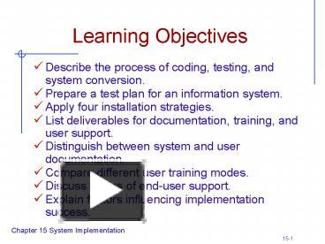 PPT – Learning Objectives PowerPoint presentation | free to view - id ...