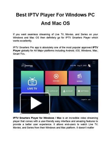 PPT – Best IPTV Player For Windows PC And Mac OS PowerPoint ...