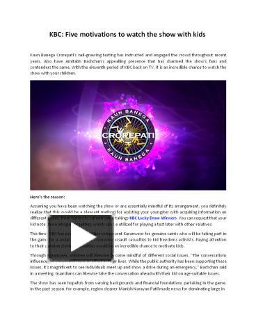 KBC: Five motivations to watch the show with kids presentation | free ...