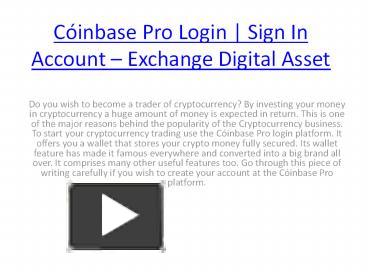 Cóinbase Pro Login | Sign In Account – Exchange Digital Asset ...