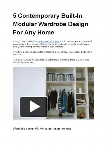 PPT – 5 Contemporary Built-In Modular Wardrobe Design For Any Home ...
