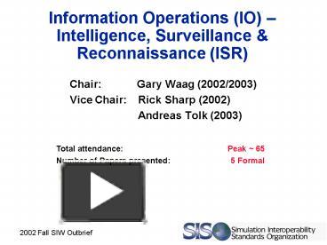 Information Operations IO Intelligence, Surveillance presentation ...