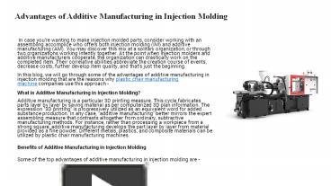 PPT – Advantages of Additive Manufacturing in Injection Molding ...