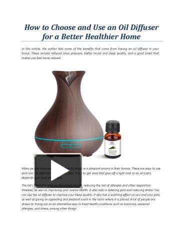 How To Choose And Use An Oil Diffuser For A Better Healthier Home ...