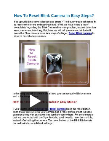 How To Reset Blink Camera In Easy Steps? presentation | free to download