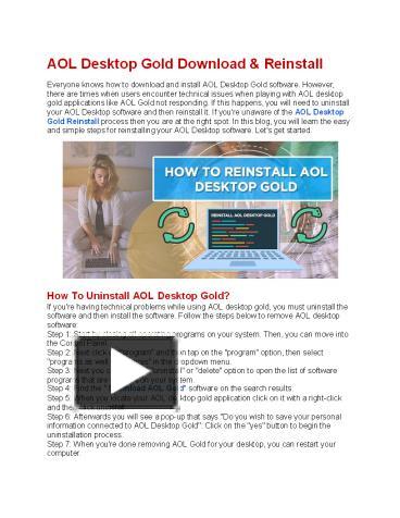 AOL Desktop Gold Download And Reinstall presentation | free to download