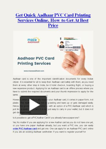 Aadhaar PVC Card Printing Services Online At Best Price presentation ...