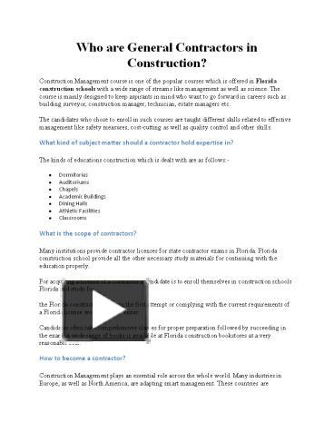 PPT – Who are General Contractors in Construction? PowerPoint ...