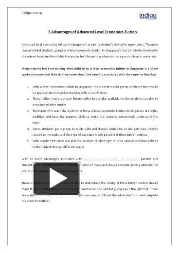 PPT – 5 Advantages of Advanced Level Economics Tuition PowerPoint ...