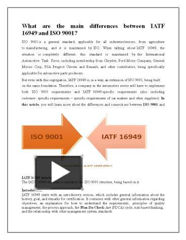 IATF 16949 CERTIFICATION presentation | free to download