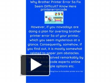 Why Brother Printer Error 5a Fix Seem Difficult? Know Here Photo ...