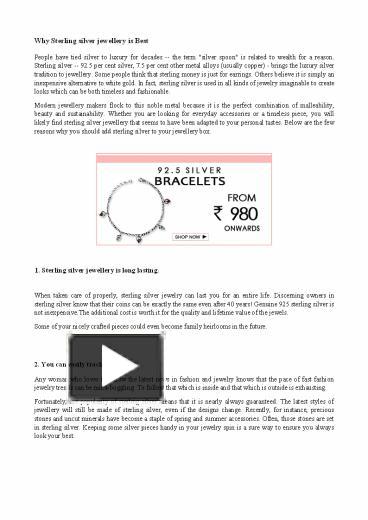 PPT – Why Sterling silver jewellery is Best PowerPoint presentation ...