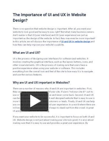 The Importance of UI and UX in Website Design? presentation | free to ...