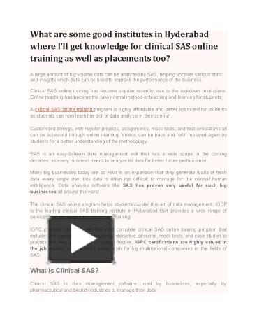 PPT – Best clinical SAS institute in Hyderabad. PowerPoint presentation ...