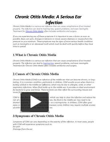 Chronic Otitis Media: A Serious Ear Infection presentation | free to ...