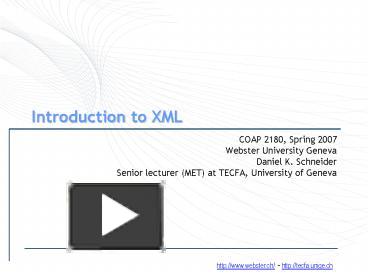 Introduction to XML presentation | free to view