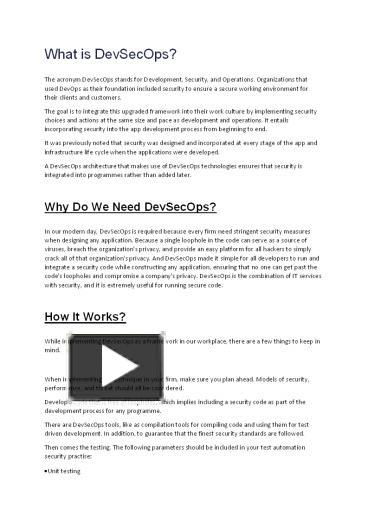 WHAT IS DEVSECOPS presentation | free to download