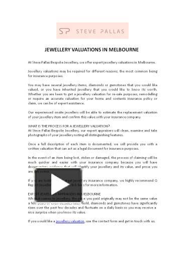 PPT – Steve Pallas Bespoke Jewellery PowerPoint presentation | free to ...
