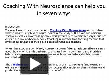 Coaching With Neuroscience presentation | free to download