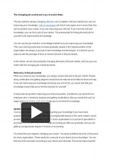 PPT – The changing job market and ways to match them (1) PowerPoint ...