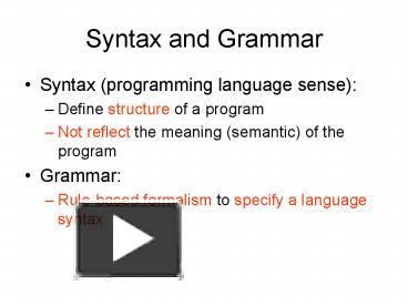 Syntax and Grammar presentation | free to view