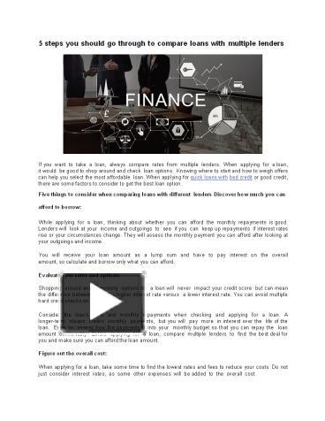 PPT – 5 steps you should go through to compare loans with multiple ...