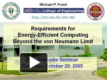 PPT – Requirements for Energy-Efficient Computing Beyond the von ...