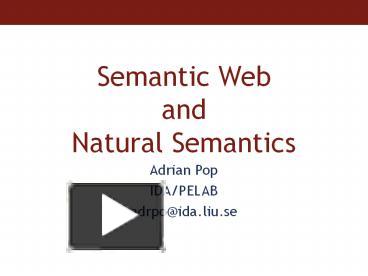 PPT – Semantic Web and Natural Semantics PowerPoint presentation | free ...