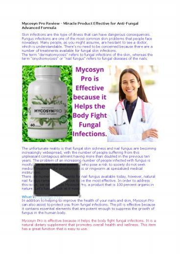 Mycosyn Pro Review - Miracle Product Effective for Anti-Fungal Advanced ...