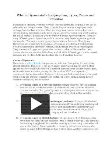 What is Dyssomnia? - Its Symptoms, Types, Causes and Prevention ...