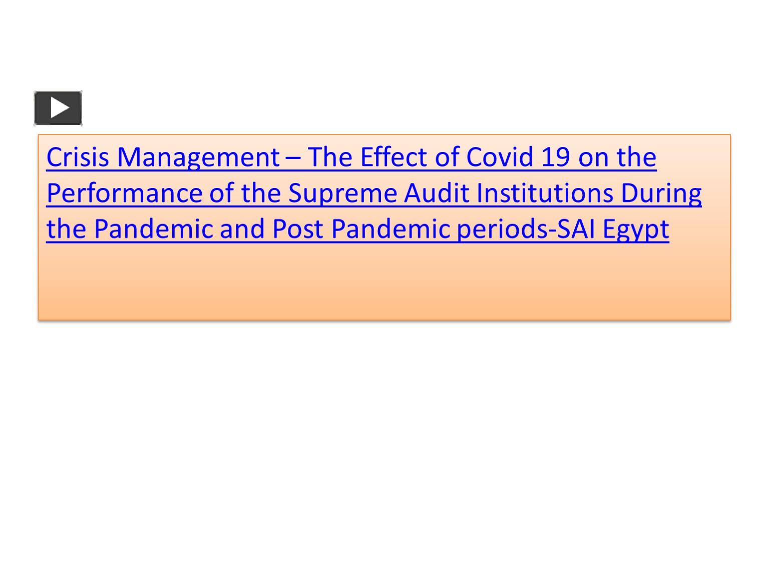 Crisis Management – The Effect of Covid 19 on the Performance of the ...