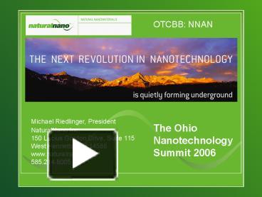 PPT – NaturalNano Inc. PowerPoint presentation | free to view - id ...