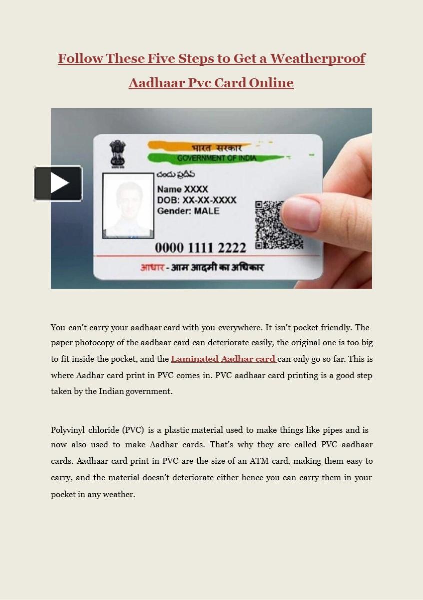 PPT – Follow These Steps to Get a Weatherproof Aadhaar Pvc Card Online ...