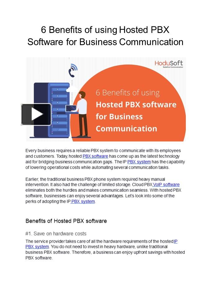 PPT – 6 Benefits of using Hosted PBX software for Business ...
