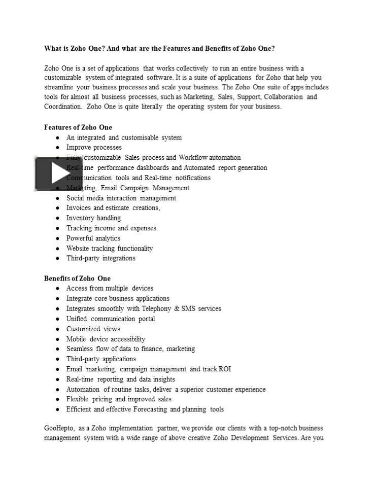 What is Zoho One? And what are the Features and Benefits of Zoho One ...