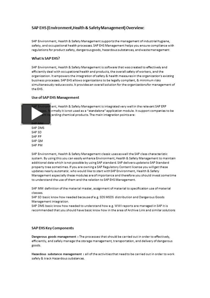 SAP EHSM | SAP EHSM Training | SAP EHS Course presentation | free to ...