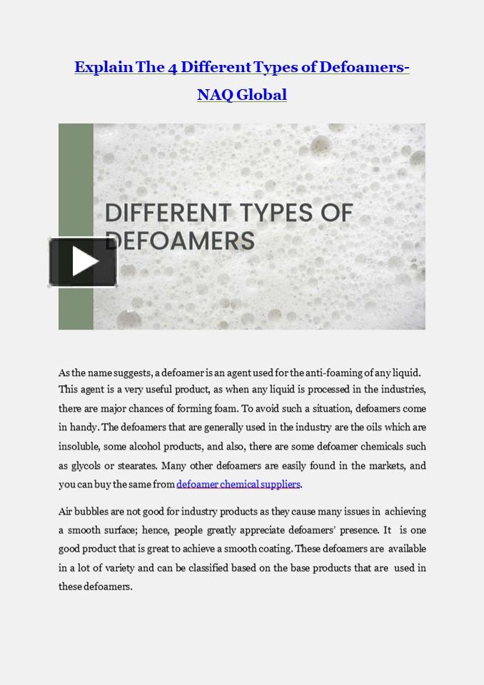 4 Different Types Of Defoamers presentation | free to download