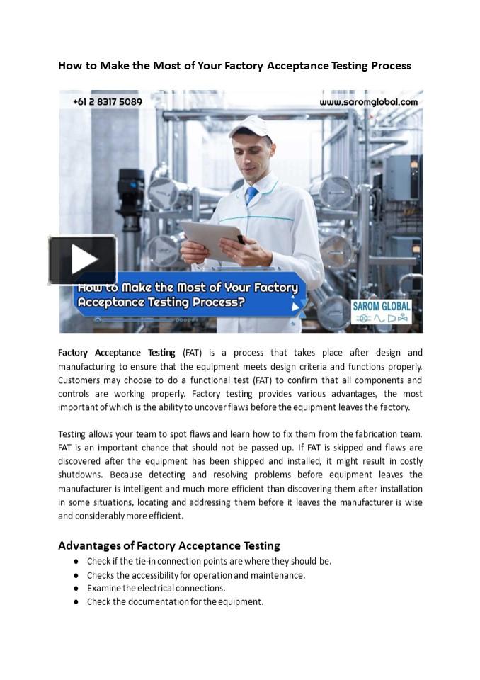 How to Make the Most of Your Factory Acceptance Testing Process ...