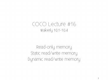 PPT – COCO Lecture PowerPoint presentation | free to view - id: 950db-MDUzM